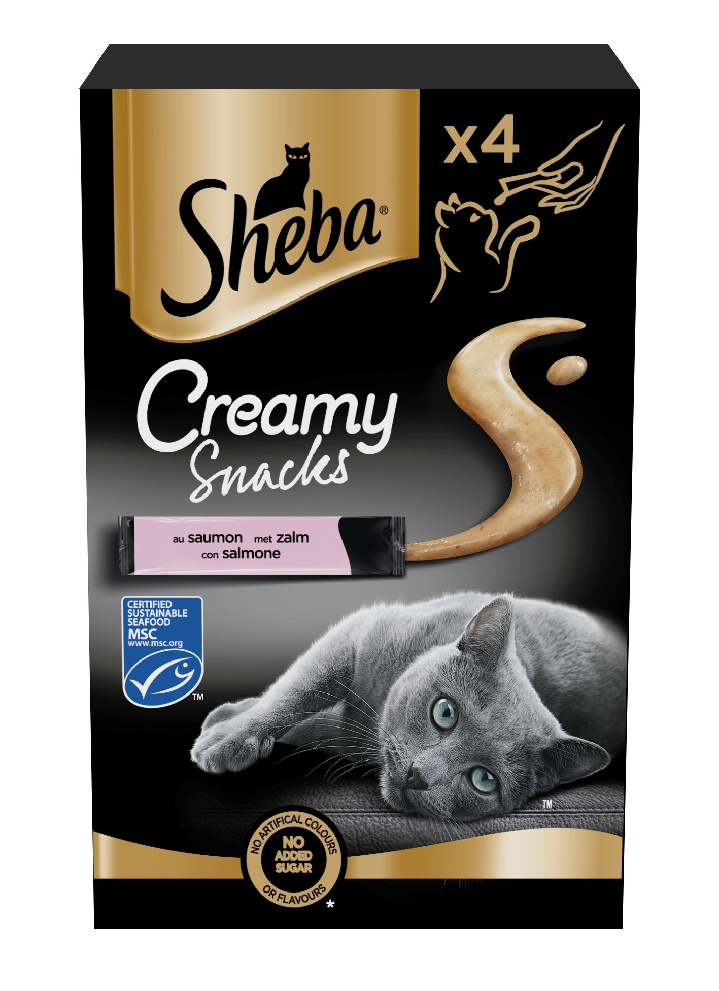 Snacks voor katten |sheba creamy snack 4x12g zalm | 1144420